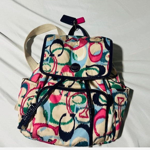 Coach | Bags | Coach Multicolor Patterned Womens Backpack | Poshmark